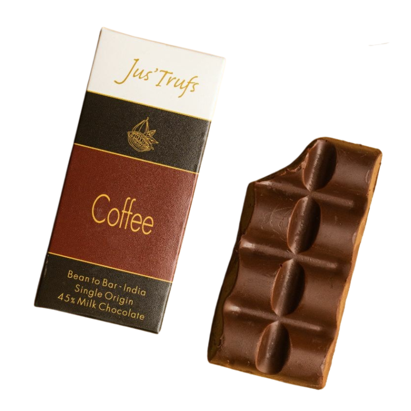 Jus’ Trufs Coffee Milk Chocolate Bar, 40 g - Black Vanilla Gourmet